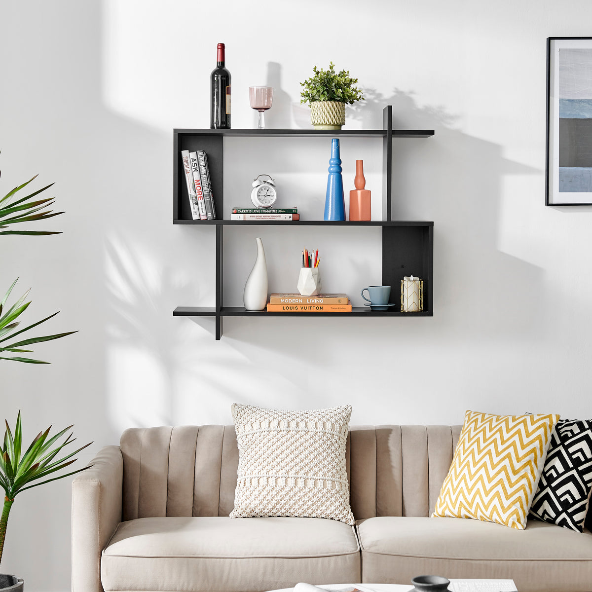 Manasa Floating Geometric Kilter Two-Tier Wall Shelf – Danya B.