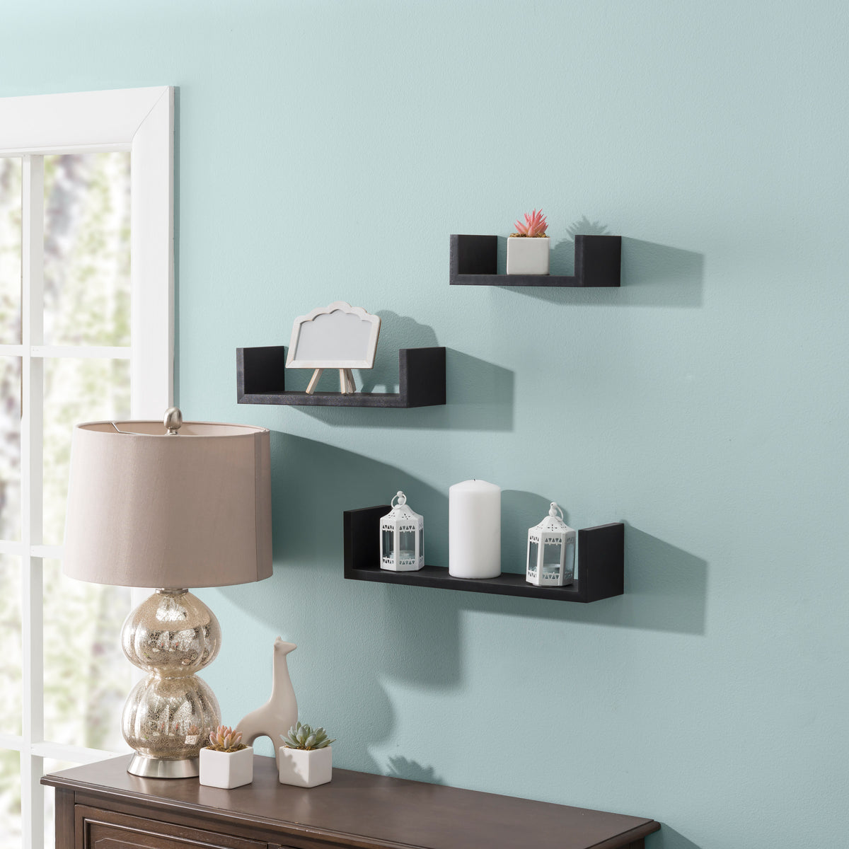 Floating 'U' Laminated Veneer Shelves (Set of 3) – Danya B.